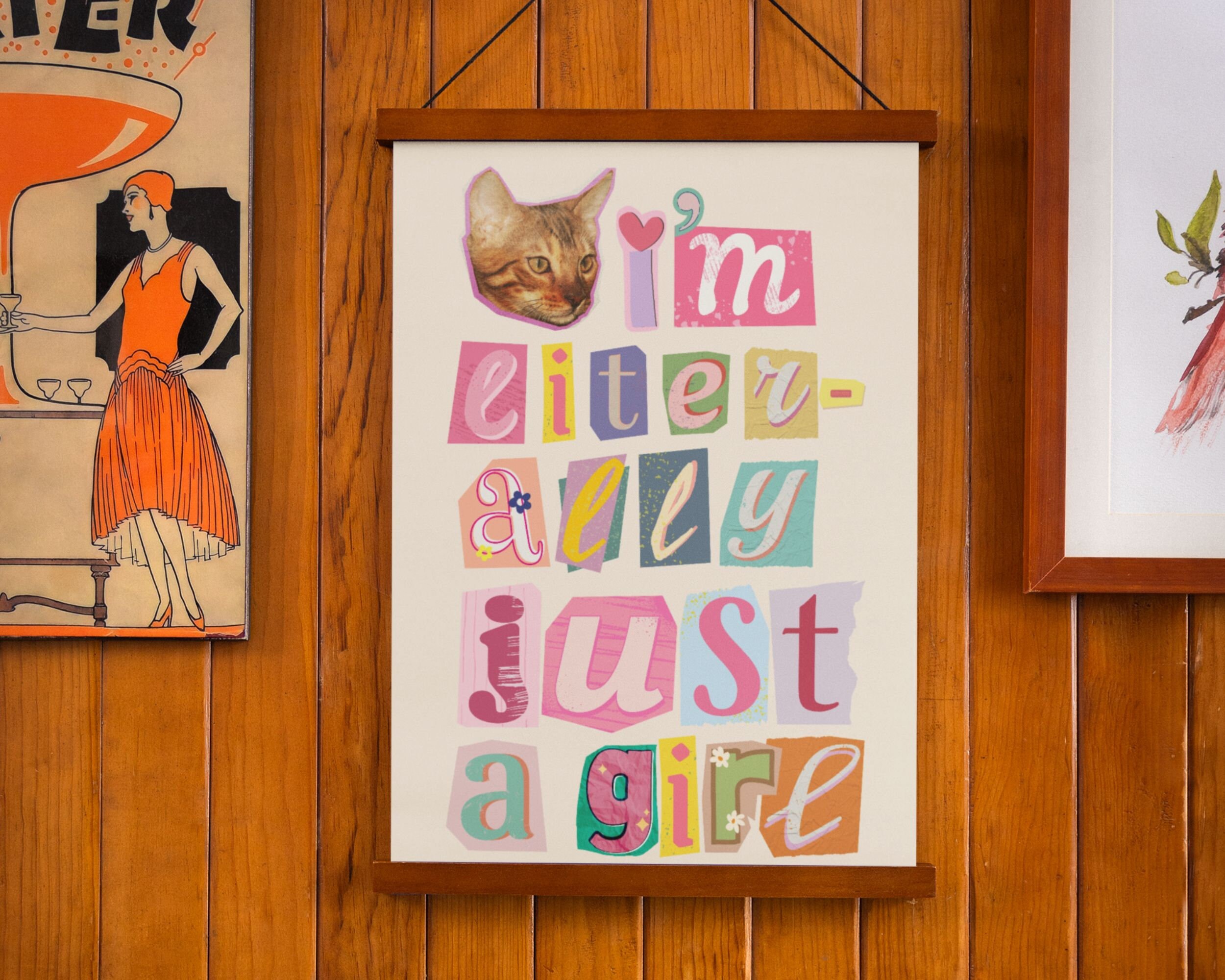 I'm Literally Just A Girl Cat Ransom Collage Wall Art Print Pastel ...