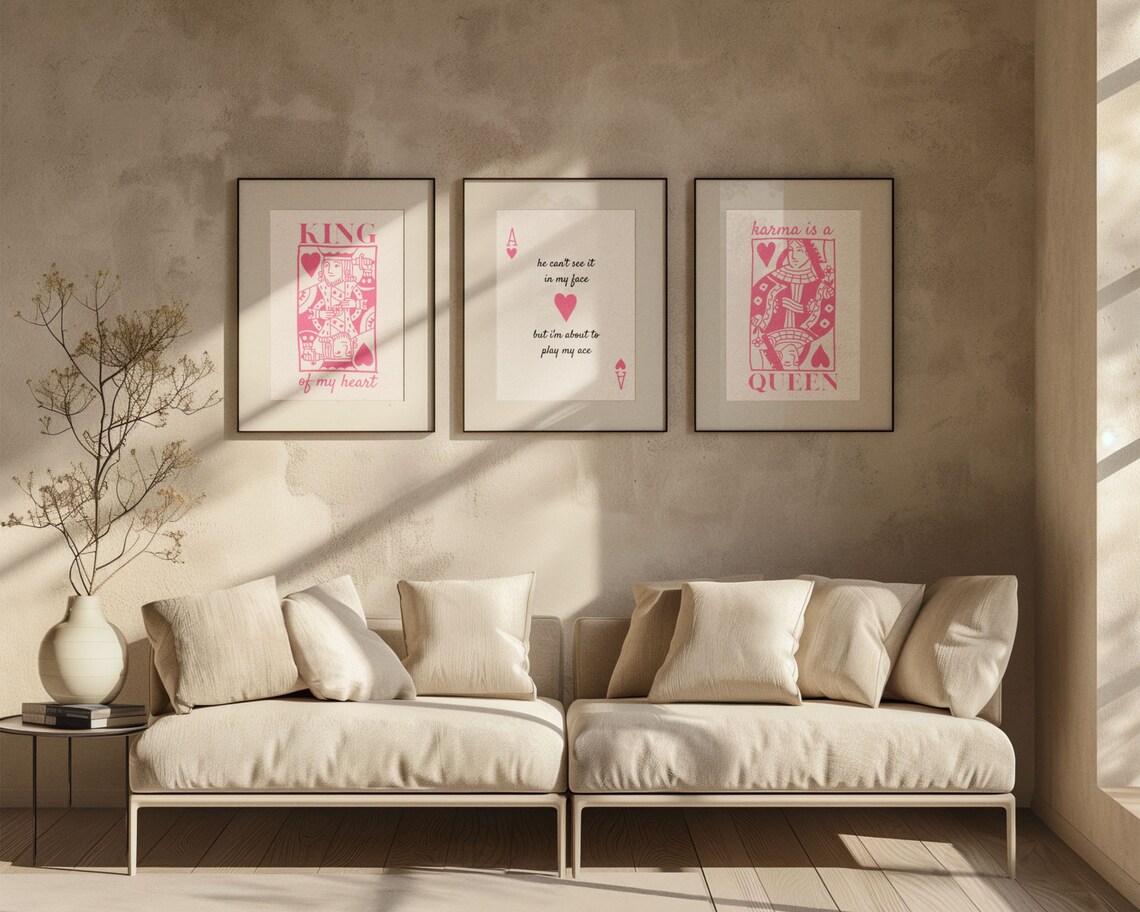 New Romantics Poster Ace of Hearts Art Pink Ace Wall Art Ace Playing ...