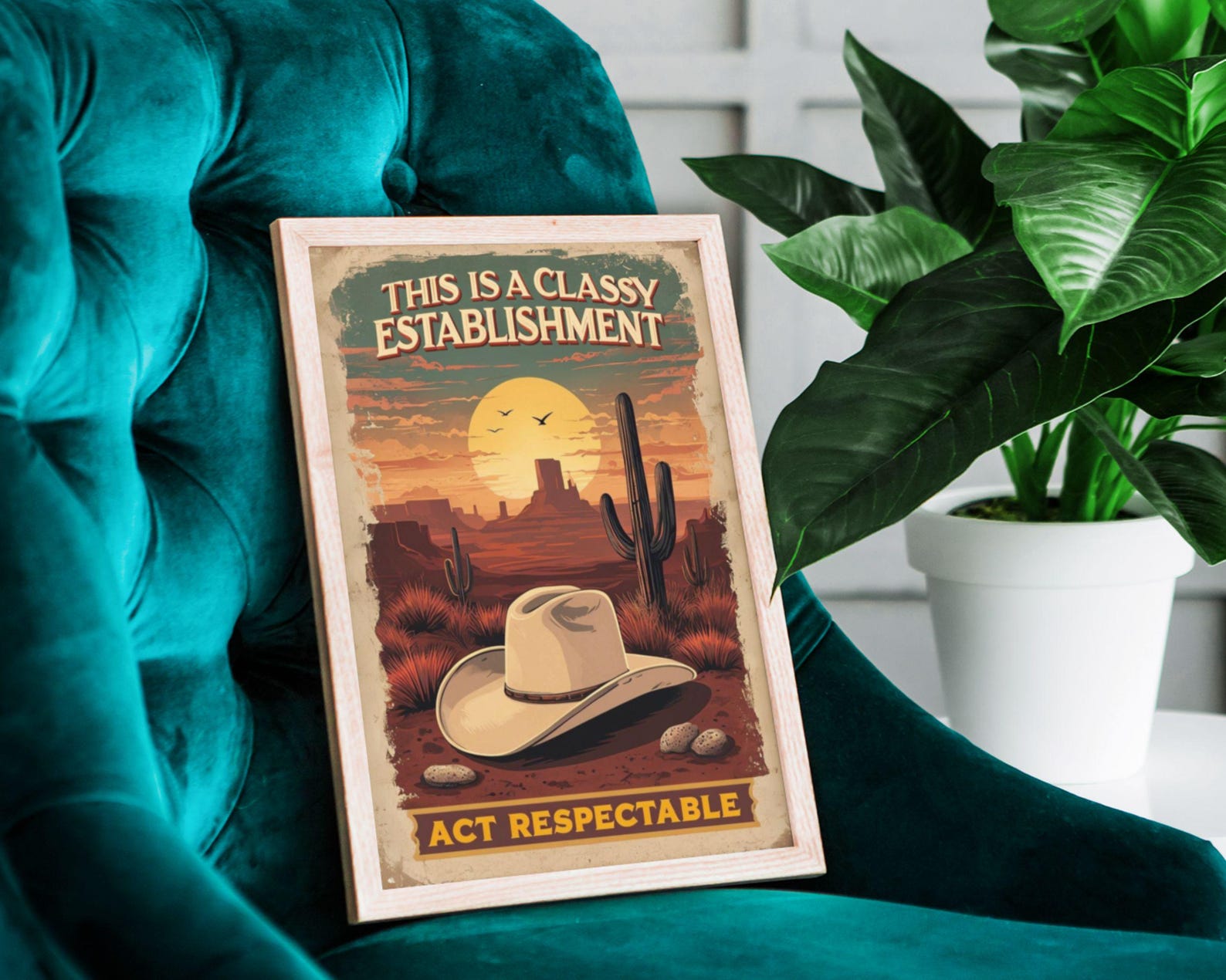 Classy Establishment Act Respectable Vintage Retro Cowboy Poster High ...