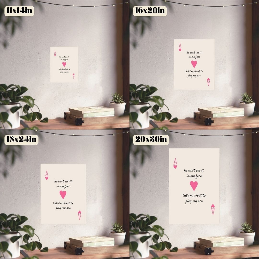 New Romantics Poster Ace of Hearts Art Pink Ace Wall Art Ace Playing ...