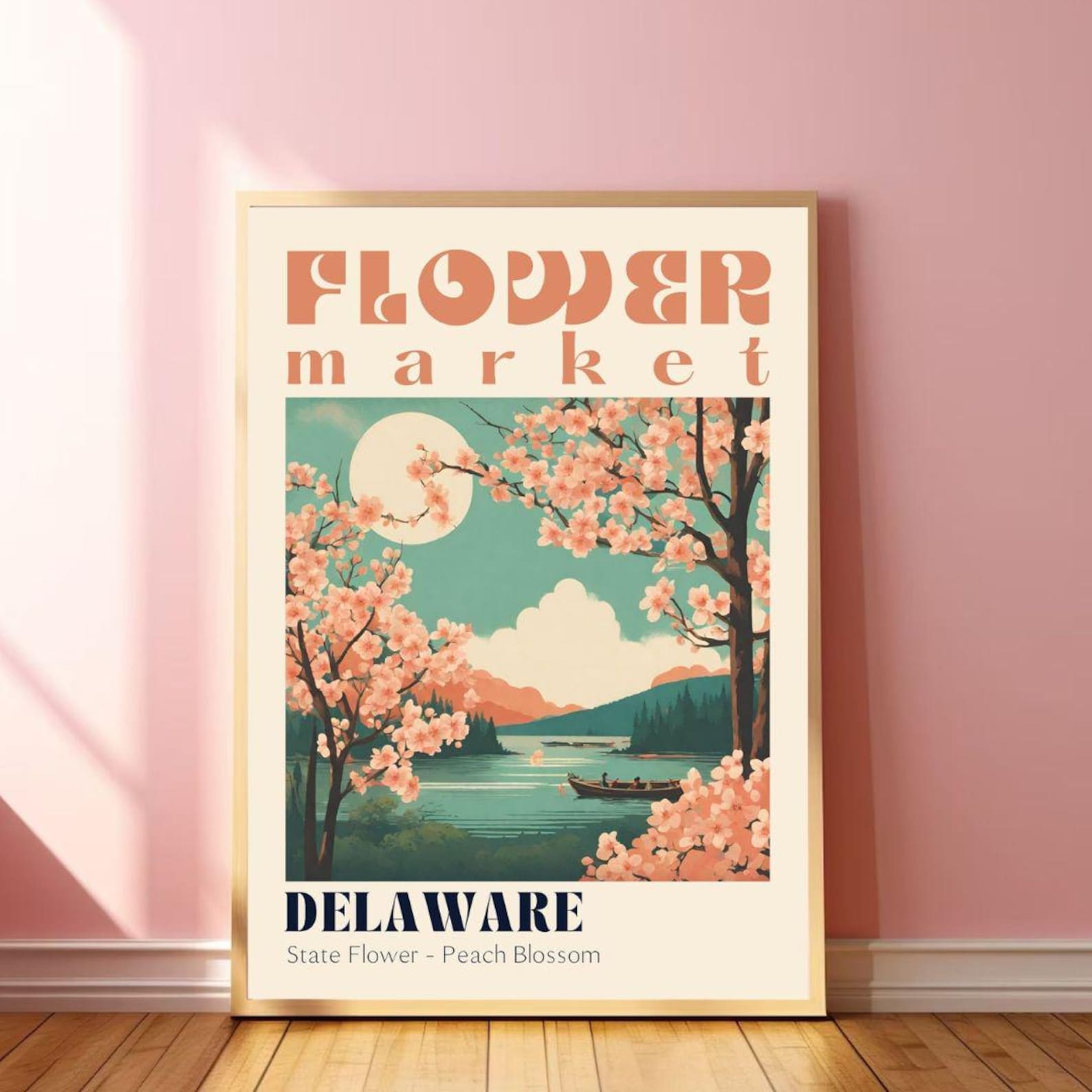 Delaware State Flower Market Print Flower Market Poster Retro Travel ...