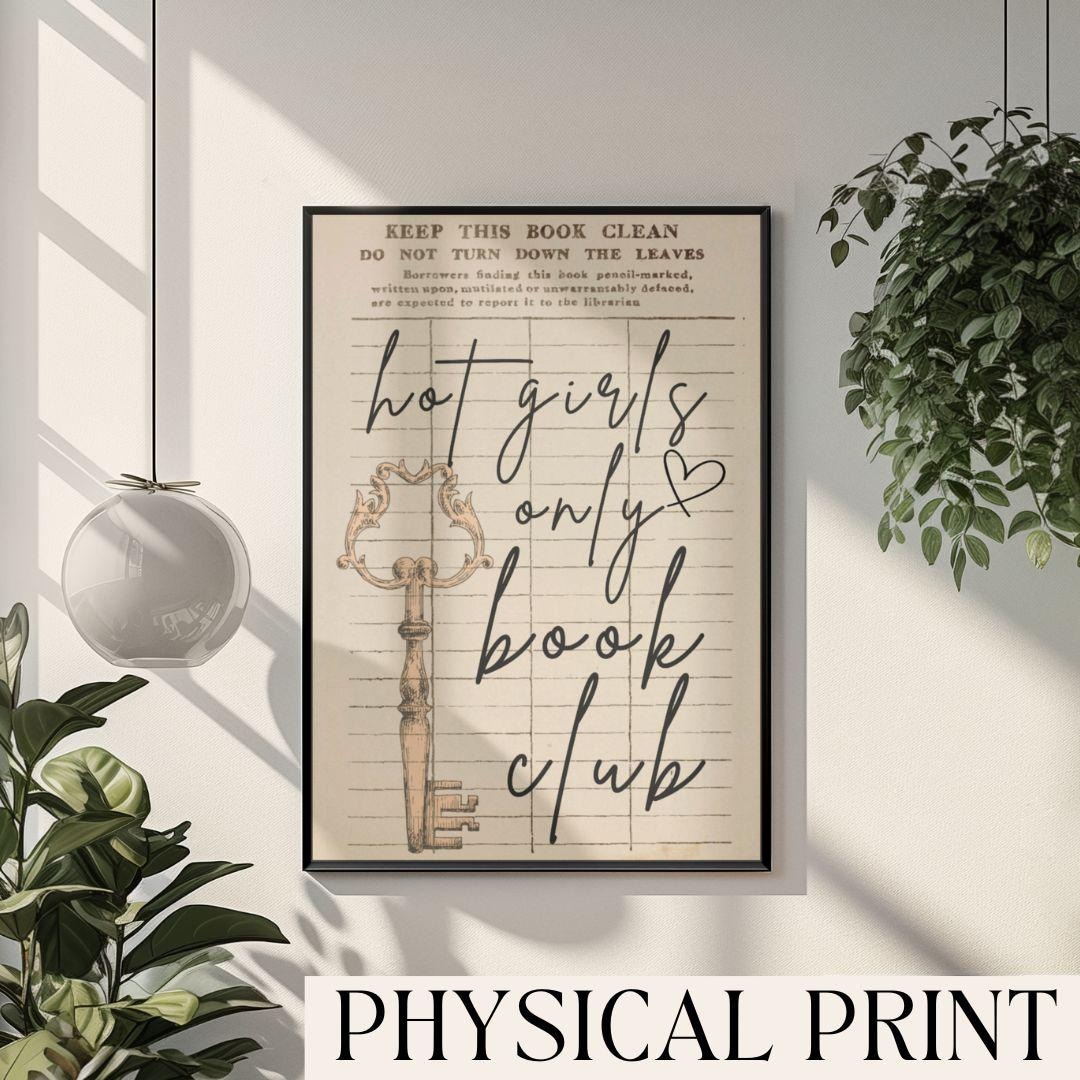 Hot Girls Only Book Club Poster Library Card Print College Apartment ...