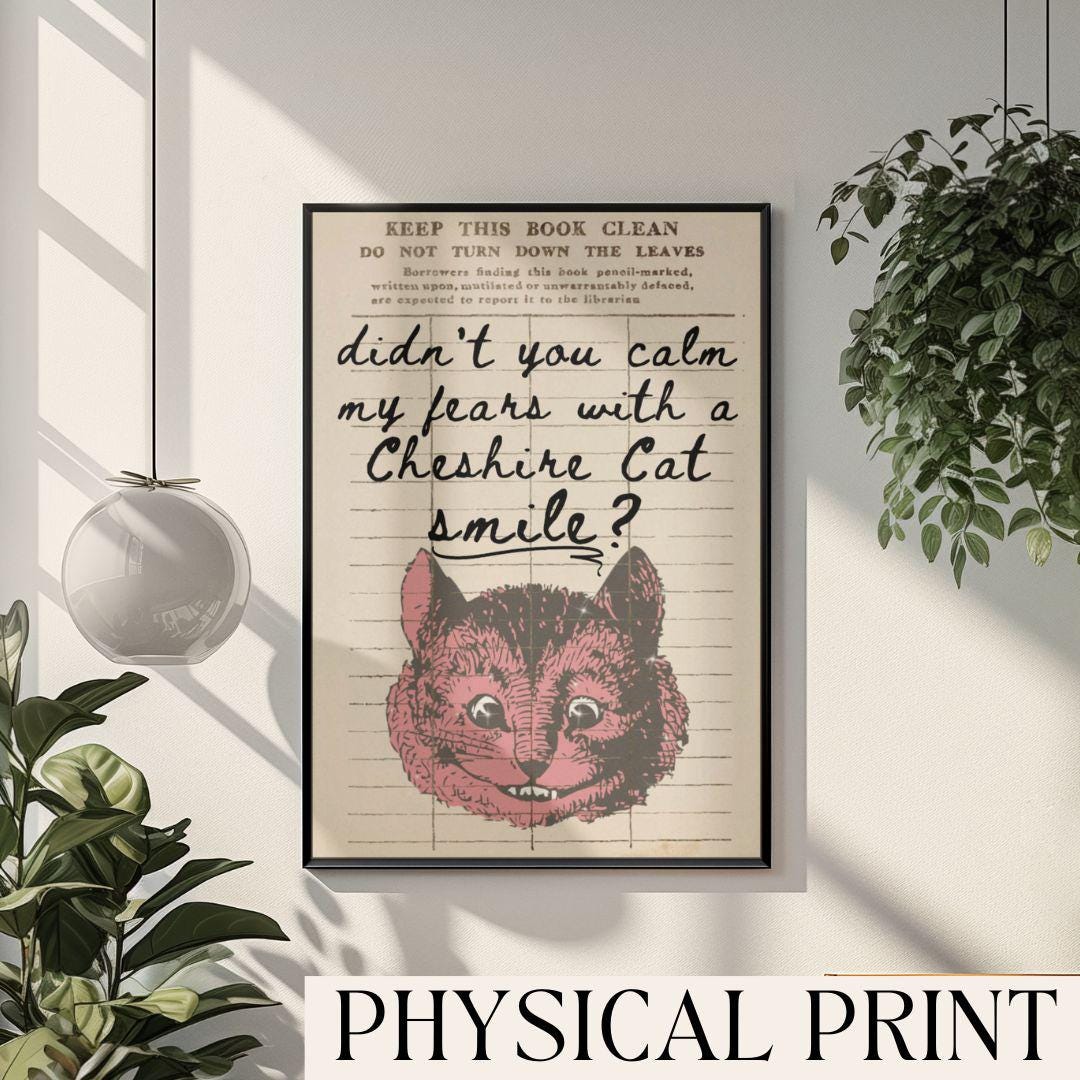 Wonderland Wall Art Bookish Poster Library Book Art Vintage Library ...