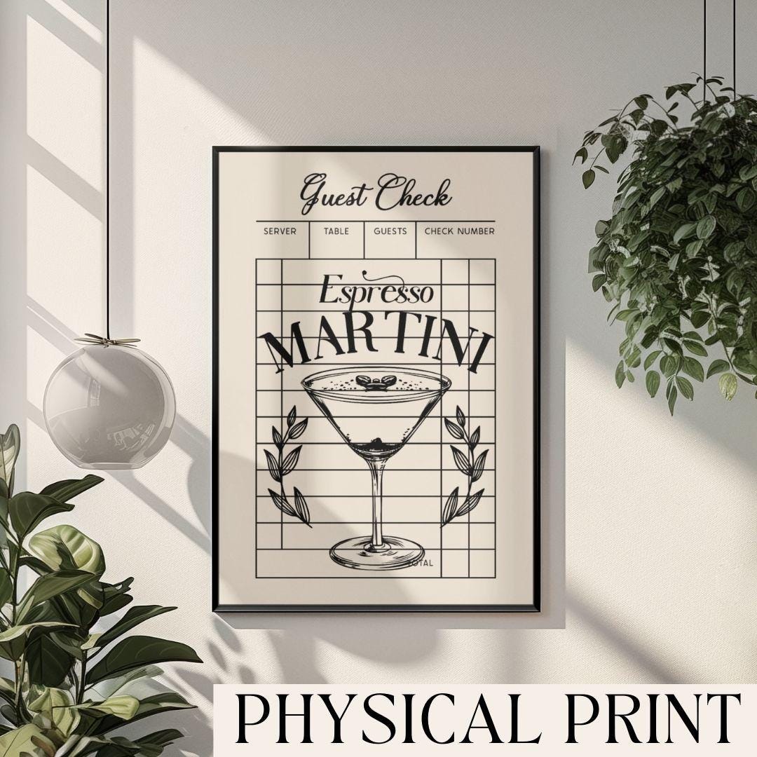 Trendy Guest Check Espresso Martini Art Retro Coffee Poster Minimalist Receipt Retro Bar Cart ...