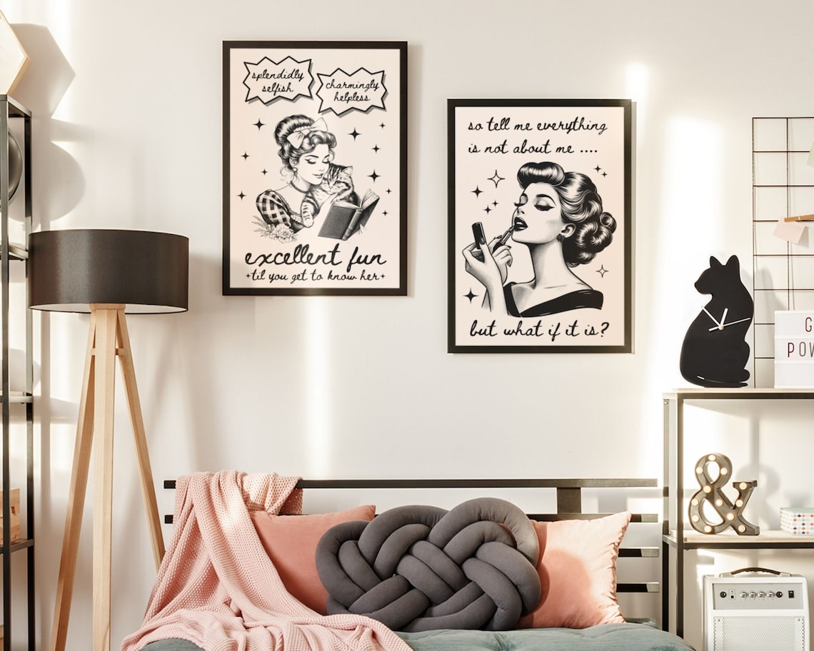 Fun Til You Get to Know Her Funny Vintage Poster Retro Cat Wall Art - Etsy