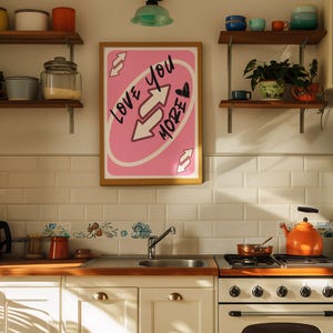 Love You More Uno Reverse Card Preppy Girly Pink Poster Retro Playing ...