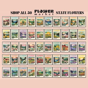 Delaware State Flower Market Print Flower Market Poster Retro Travel ...