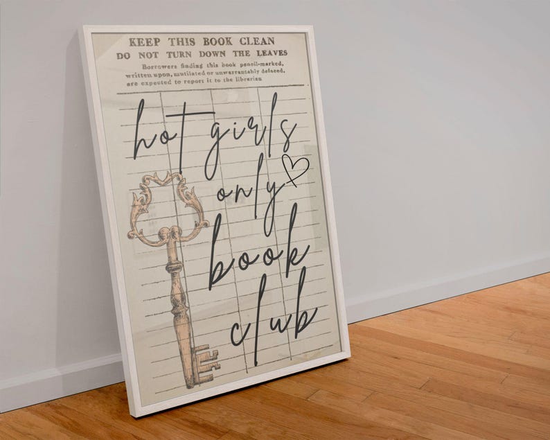 Hot Girls Only Book Club Poster Library Card Print College Apartment ...