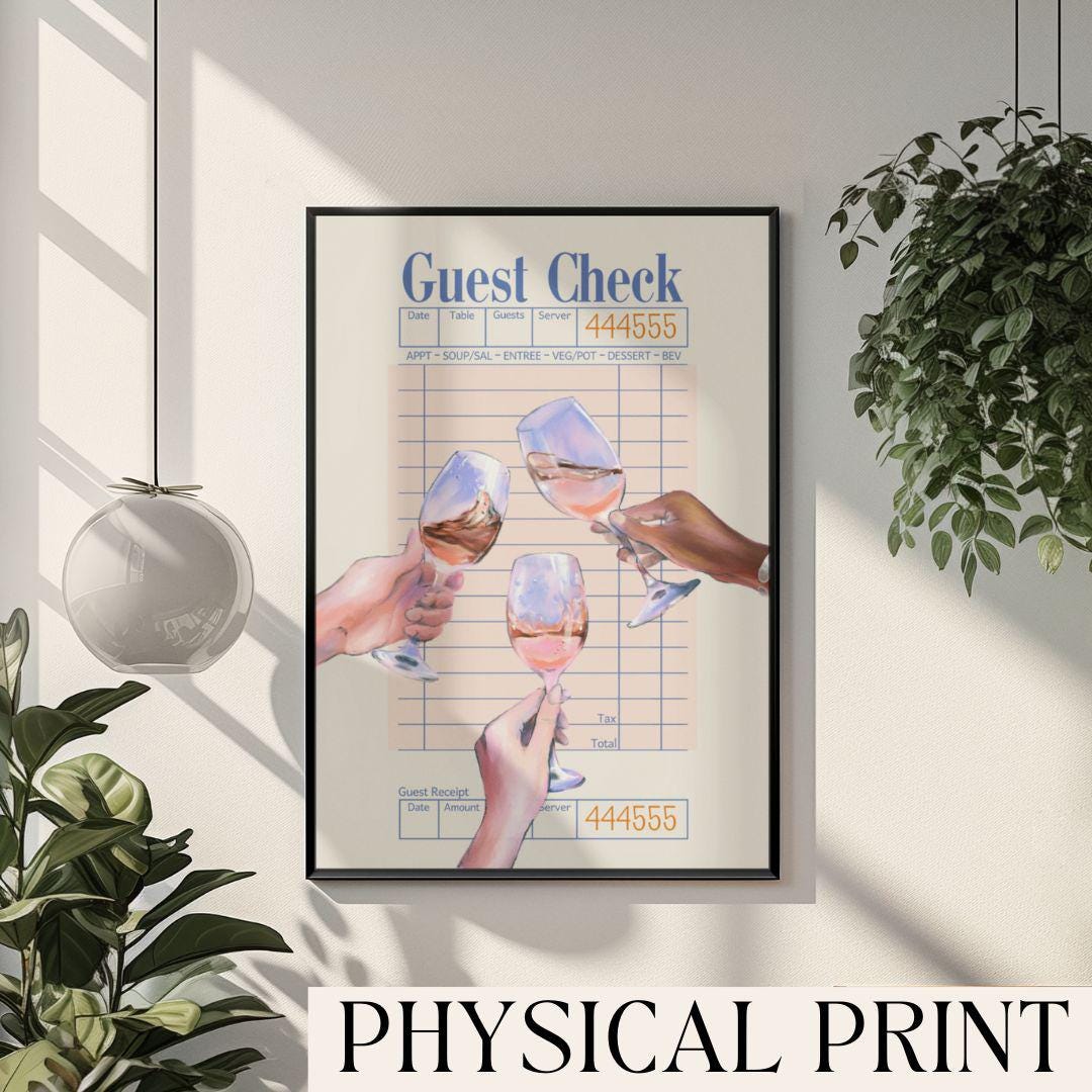 Cheers Guest Check Poster Retro Bar Cart Print Trendy Bar Cart Decor ...