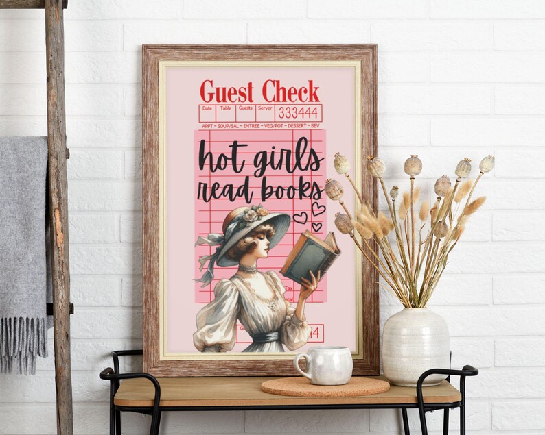 Hot Girls Read Books Guest Check Poster Girly Apartment Art Main ...