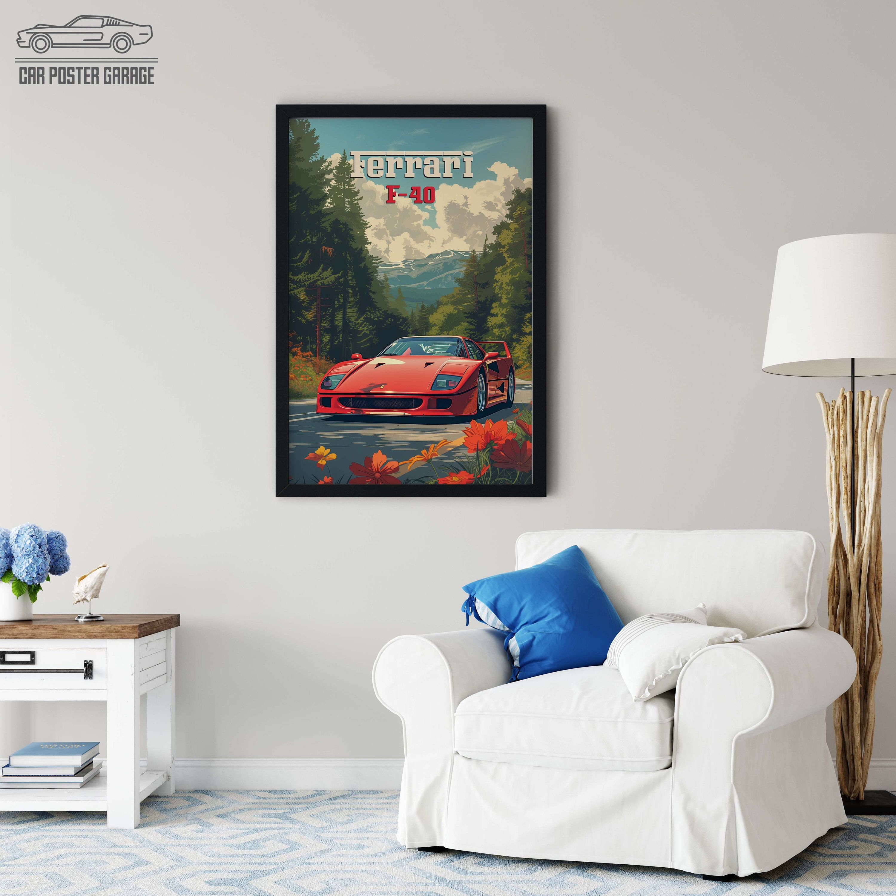 Ferrari F40 Poster, Framed Car Poster, Ferrari Wall Art, Car Guy Gift ...