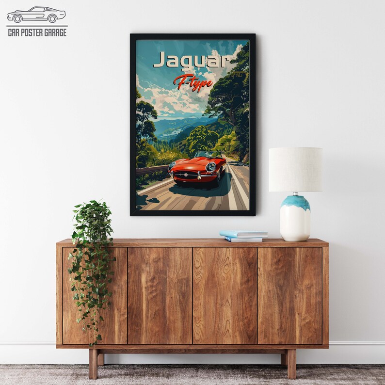 Jaguar F-type, Framed Car Poster, Automotive Wall Art, Car Guy Gift ...