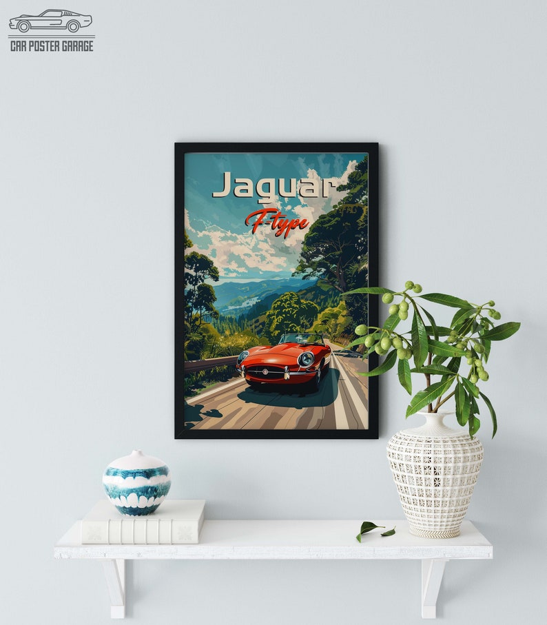Jaguar F-type, Framed Car Poster, Automotive Wall Art, Car Guy Gift ...