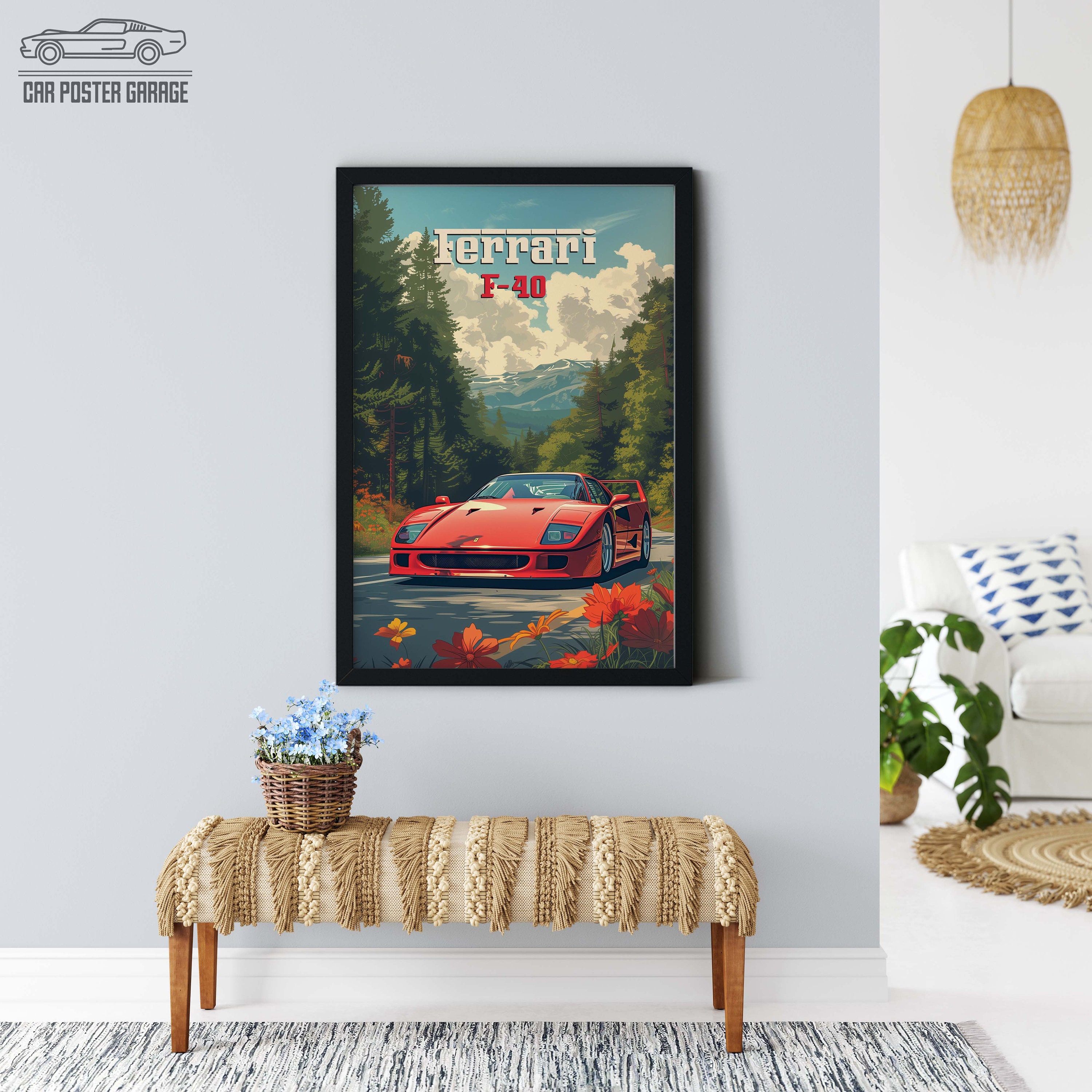 Ferrari F40 Poster, Framed Car Poster, Ferrari Wall Art, Car Guy Gift ...