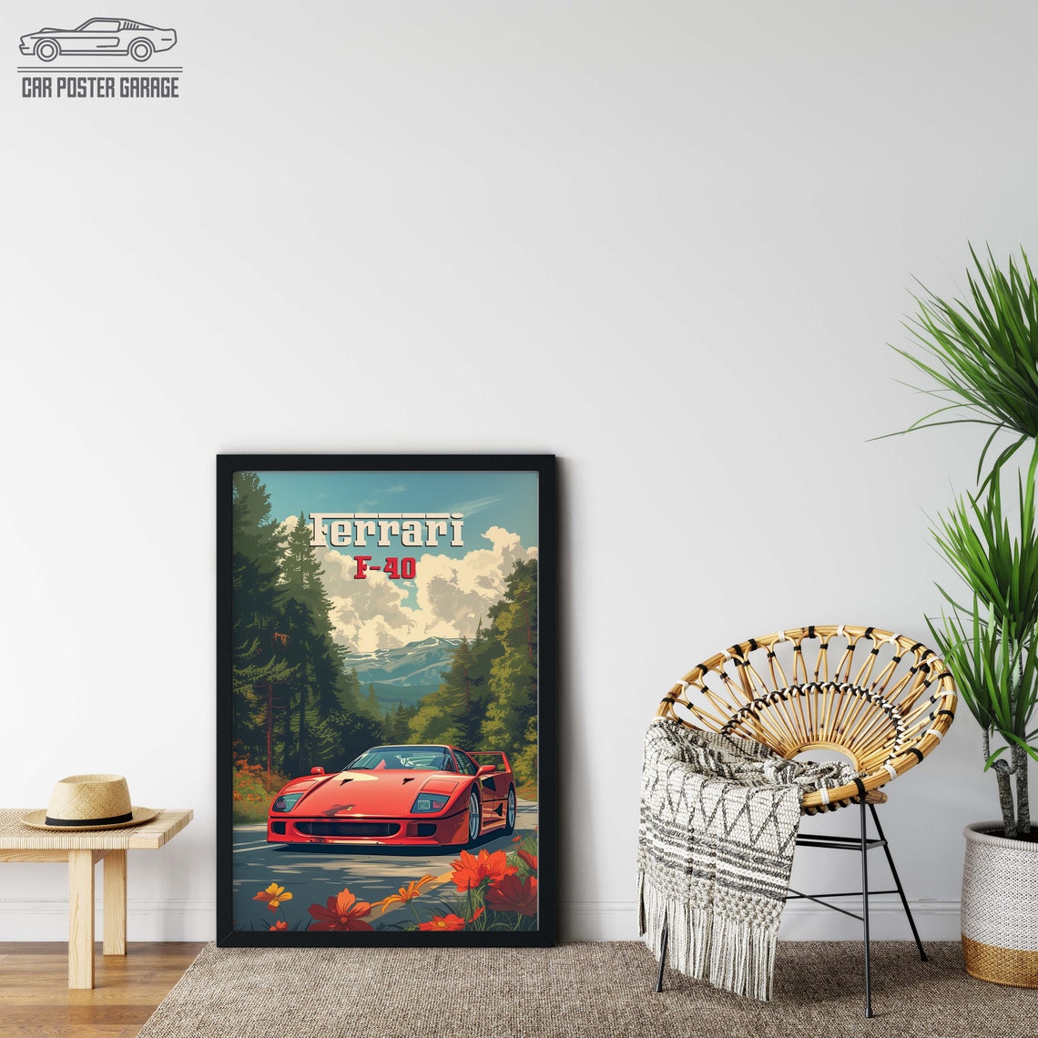 Ferrari F40 Poster, Framed Car Poster, Ferrari Wall Art, Car Guy Gift ...
