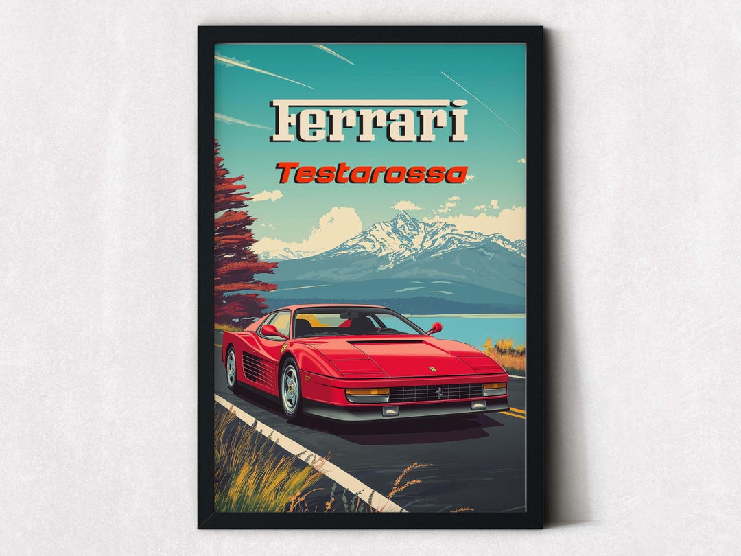 Ferrari Testarossa Framed Car Poster, Ferrari Poster, Ferrari Wall Art ...