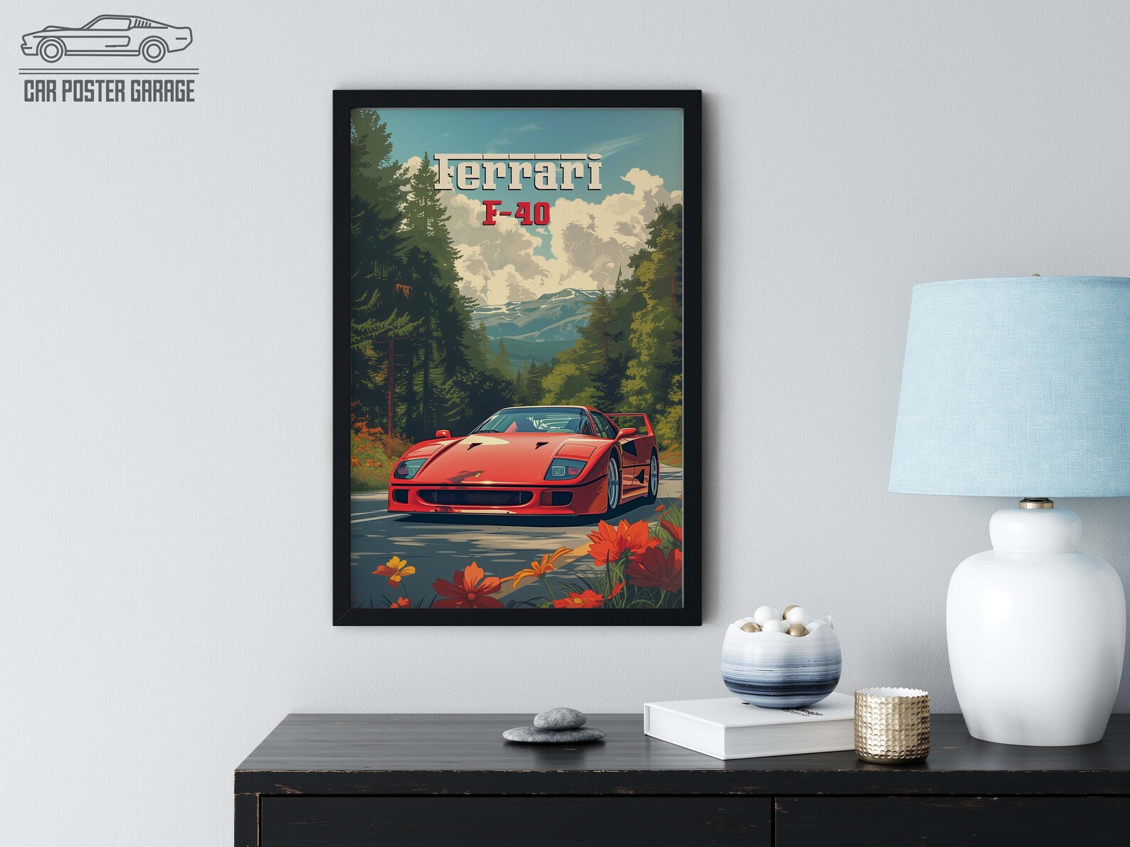 Ferrari F40 Poster, Framed Car Poster, Ferrari Wall Art, Car Guy Gift ...