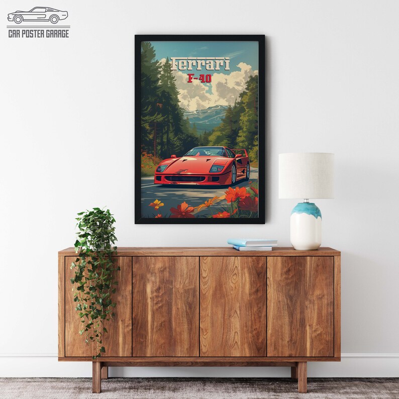 Ferrari F40 Poster, Framed Car Poster, Ferrari Wall Art, Car Guy Gift ...