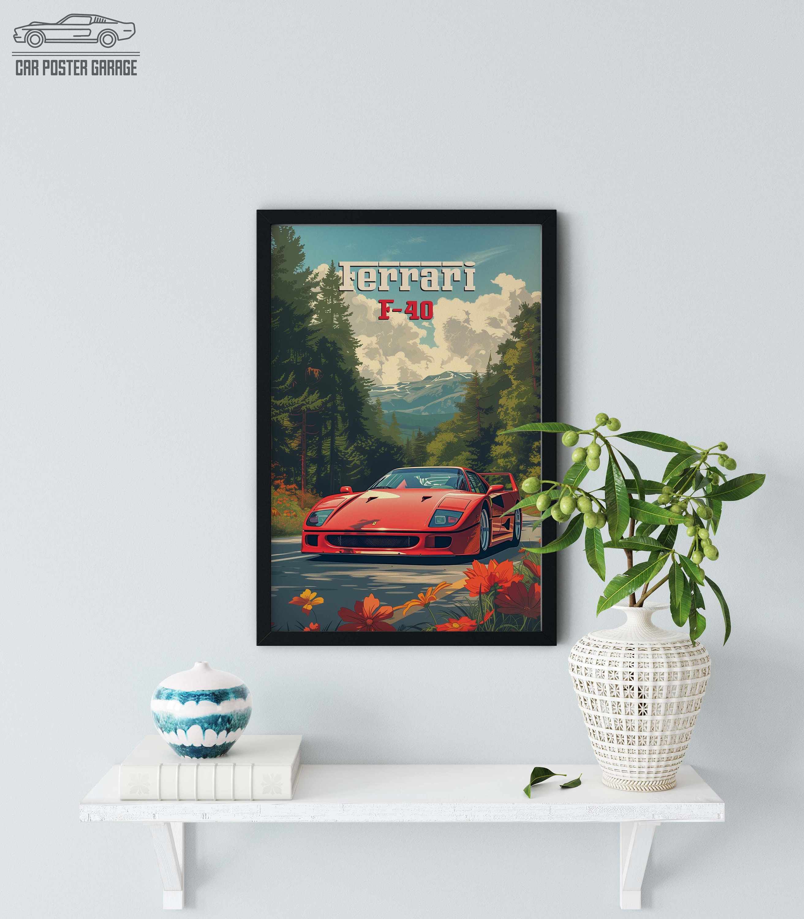 Ferrari F40 Poster, Framed Car Poster, Ferrari Wall Art, Car Guy Gift ...