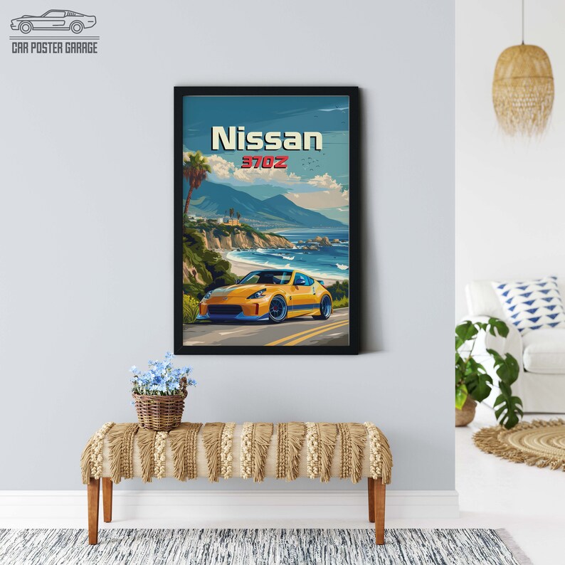 Nissan 370Z Framed Car Poster, Automotive Wall Art, Car Guy Gift, Man ...