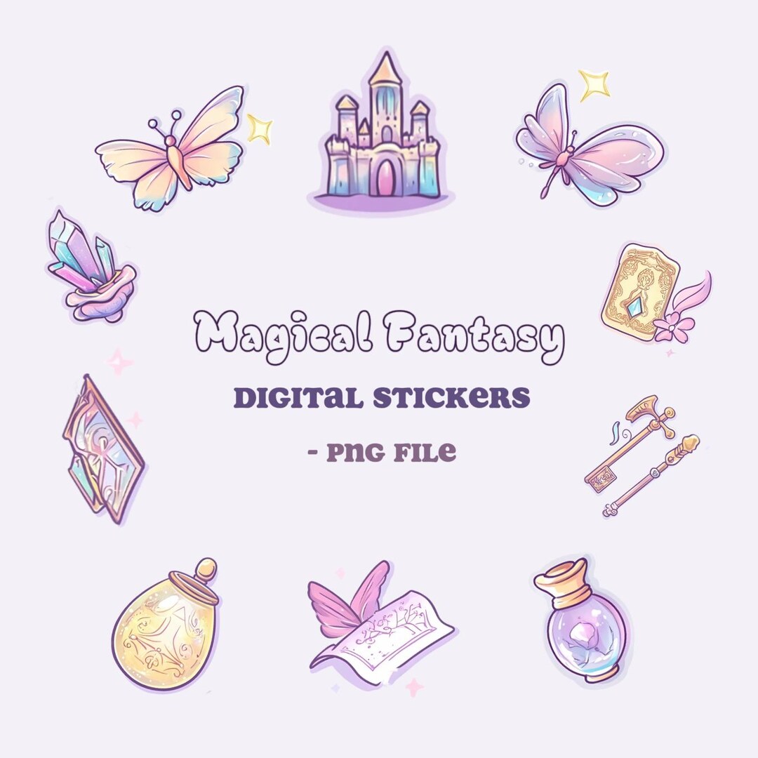 Magical Fantasy 3 Digital Stickers | Aesthetic Fairycore and Mystic PNG ...