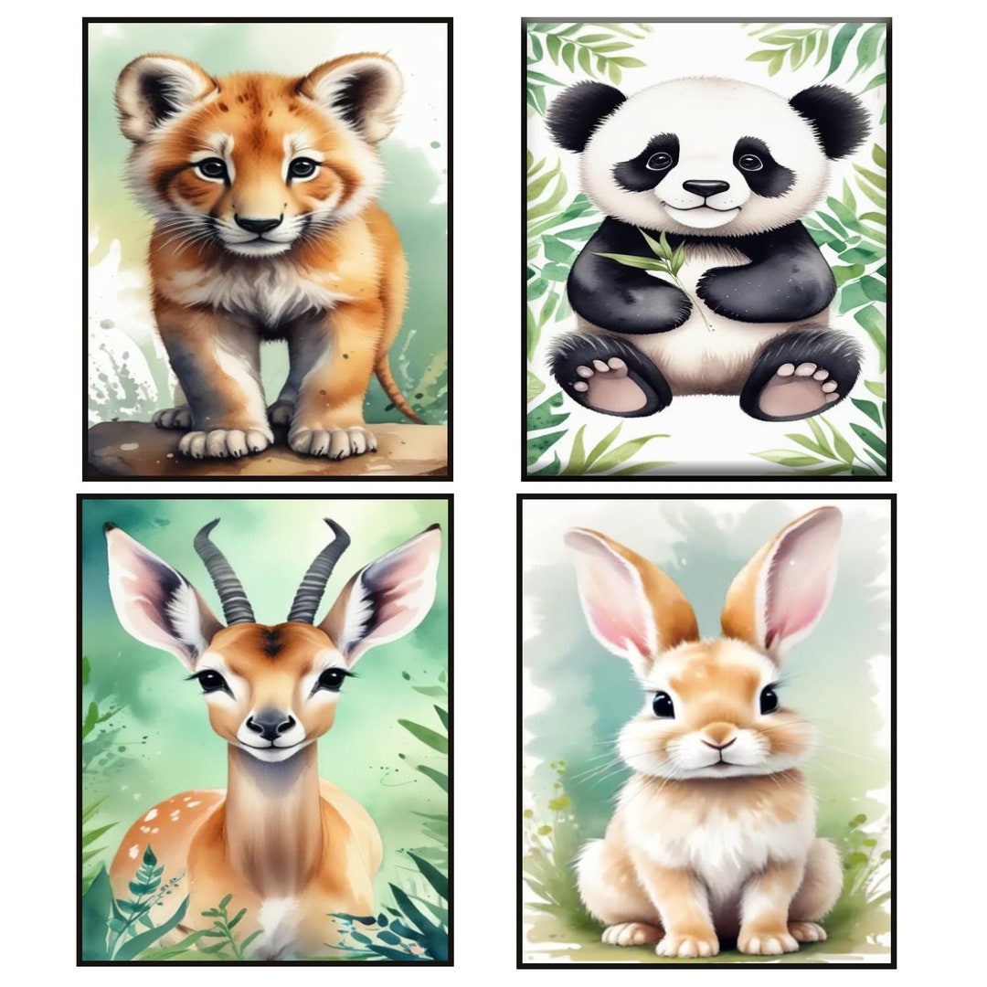 Adorable Animal Posters for Kids' Rooms Set of 4 unframed Great Wall ...