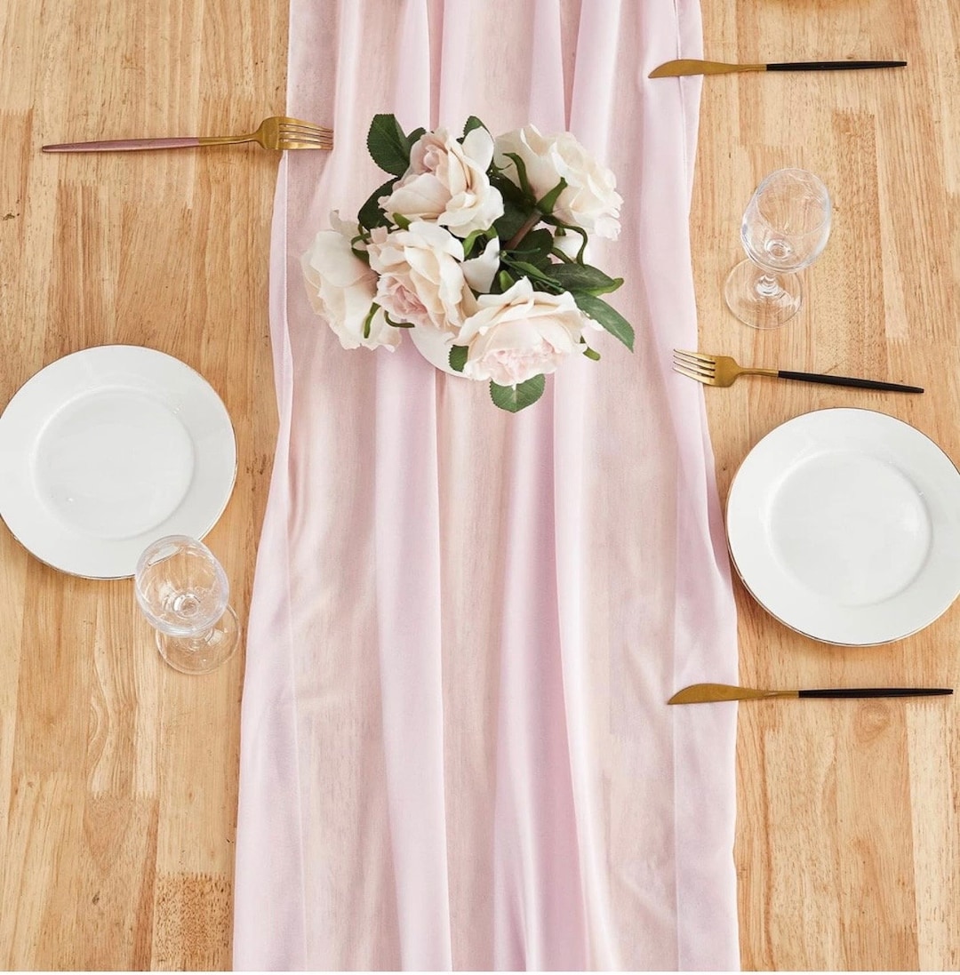 Blush Pink Chiffon Table Runner - Etsy