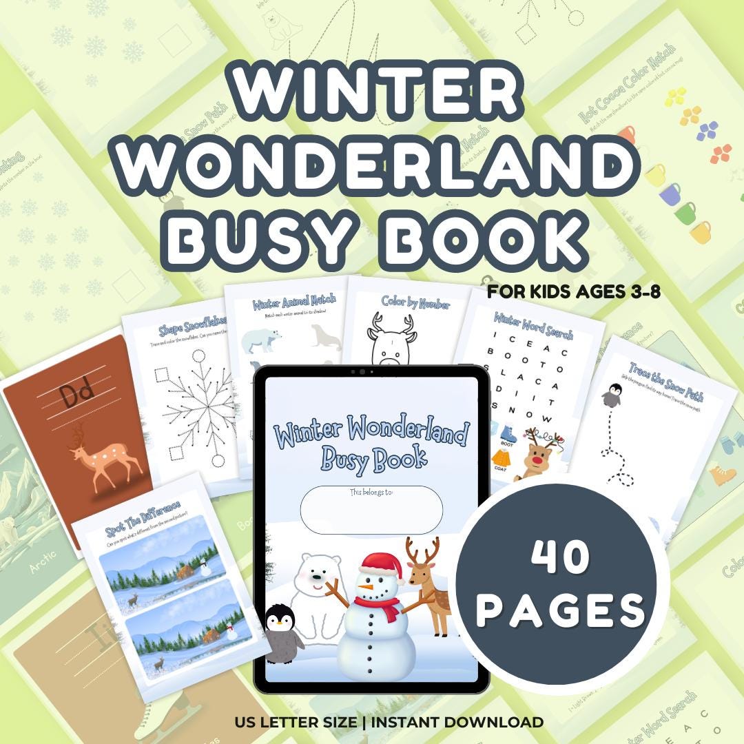 Winter Wonderland Busy Book | 40 Printable Pages | Fun Winter-themed ...