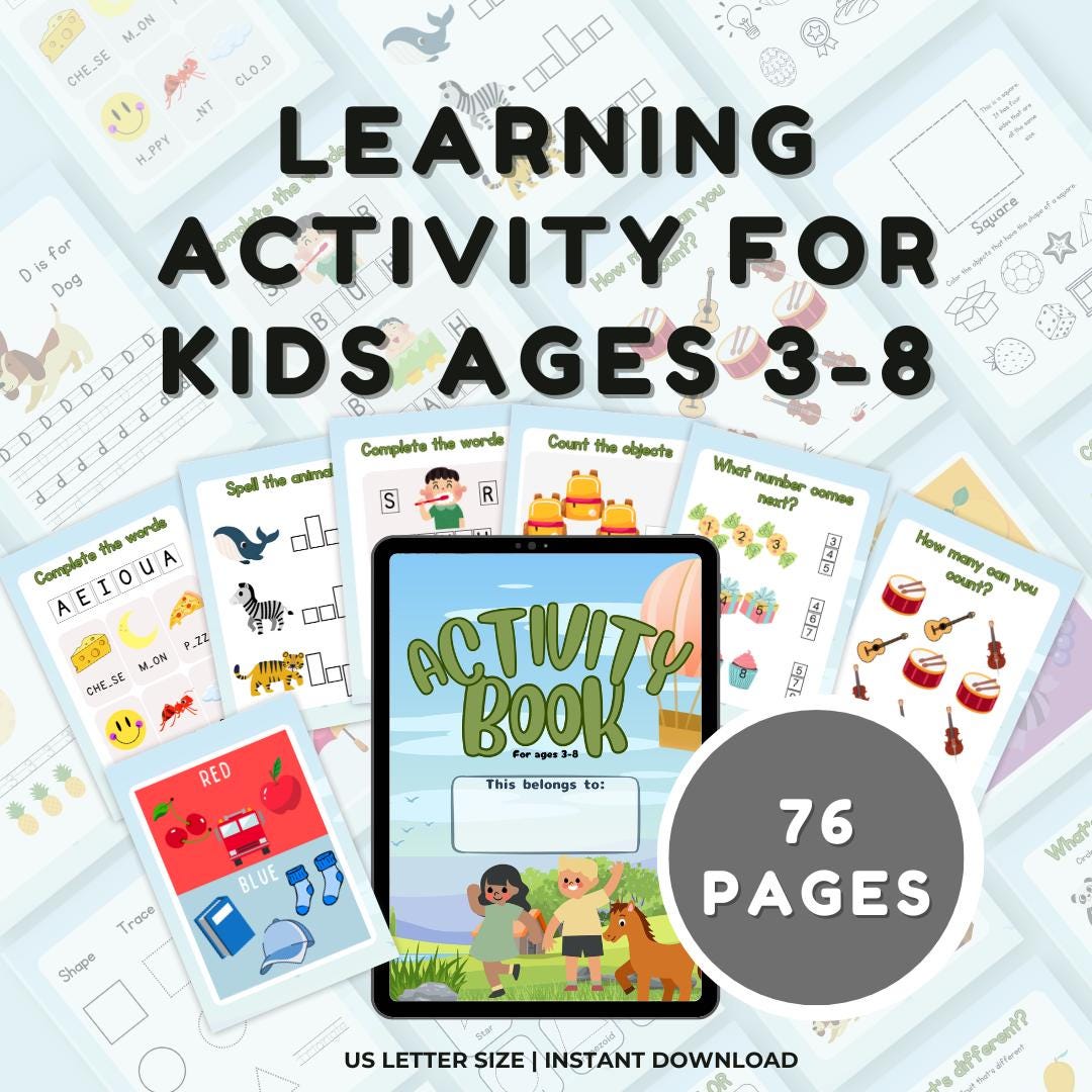 Kids Learning Activity Book | 76 Pages of Educational Fun | A-Z Tracing ...