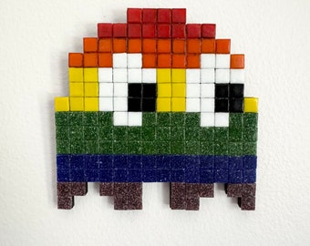 Original Pacman Mosaic Wall Art Pacman Ghost Speedy Pinky Vintage Video ...