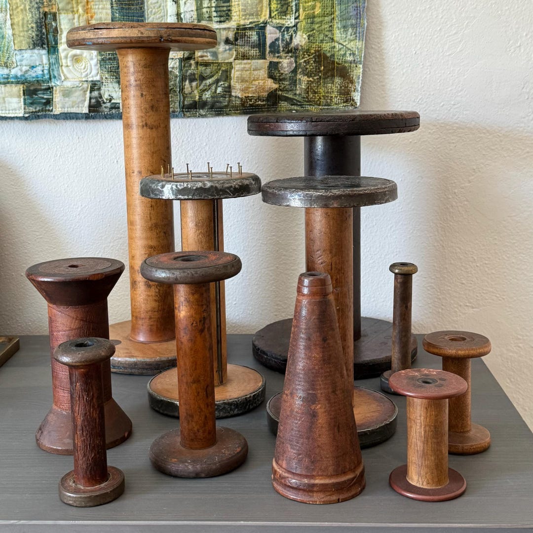 Vintage Wooden Spools Display Stands - Etsy