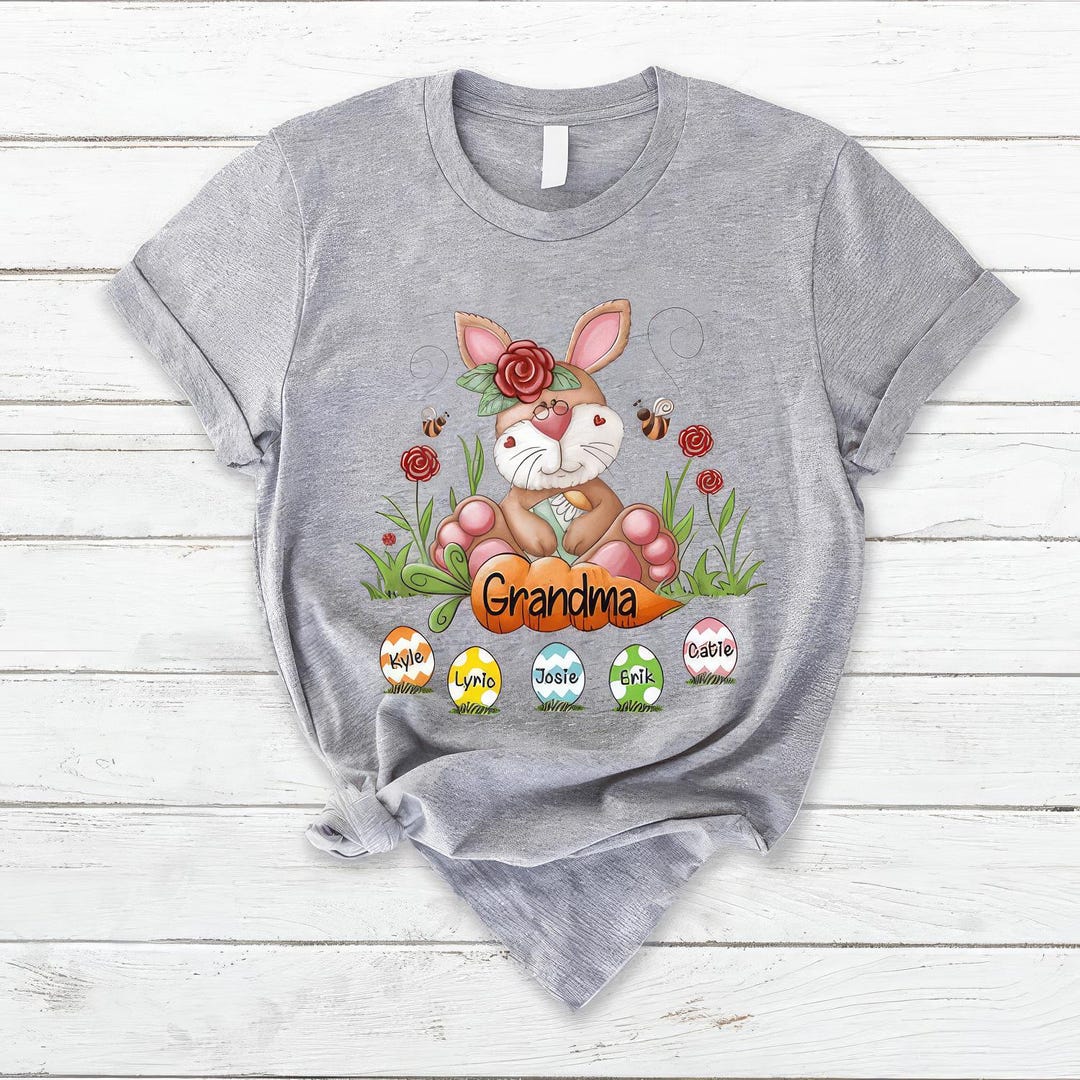Personalized Bunny Grandma Rabbit Cute With Grandkids Egg Easter Day ...