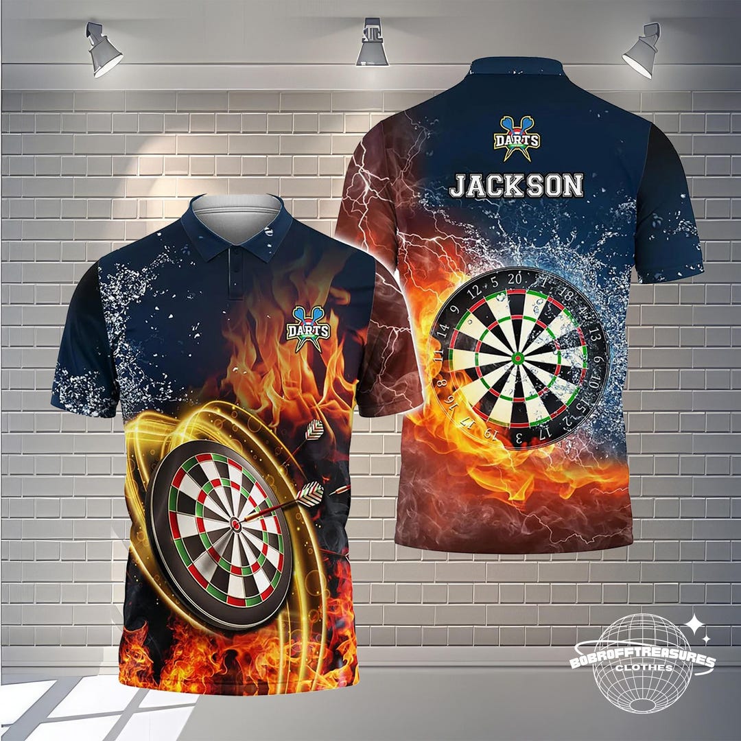 Personalized 3D Dart on Fire Polo Shirt: Custom Dart Team Uniform - Etsy