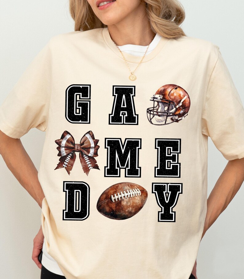 Game Day Football T-shirt, Football Mom Shirt, Coquette Football Tee ...