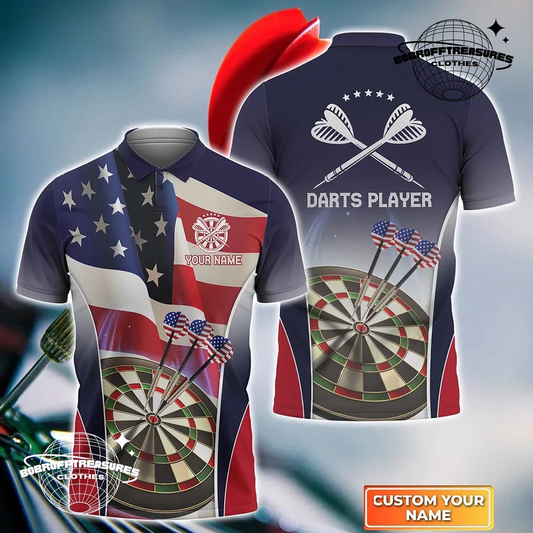 Personalized American Darts Player Polo 3D Shirt, Vibrant Sportswear ...