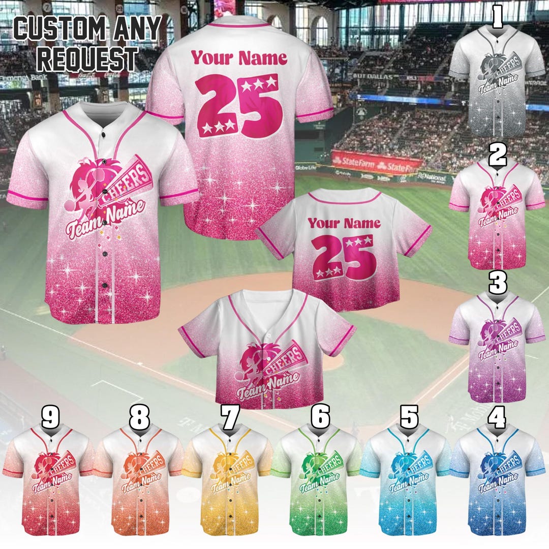 Personalized Cheerleading Baseball Jersey: Glitter Team Uniform - Etsy
