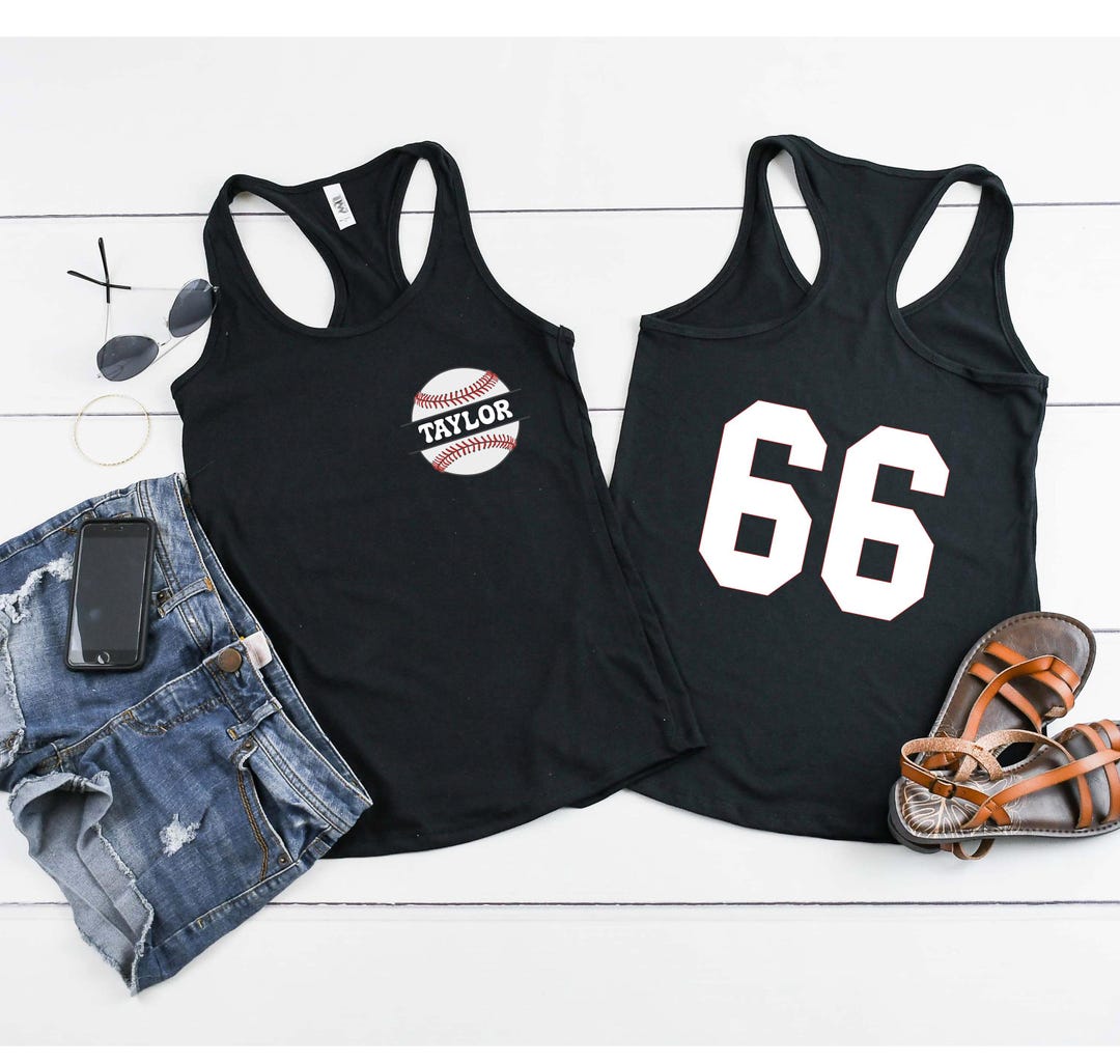 Personalized Baseball Tank Top, Custom Front Back Baseball Number Name ...