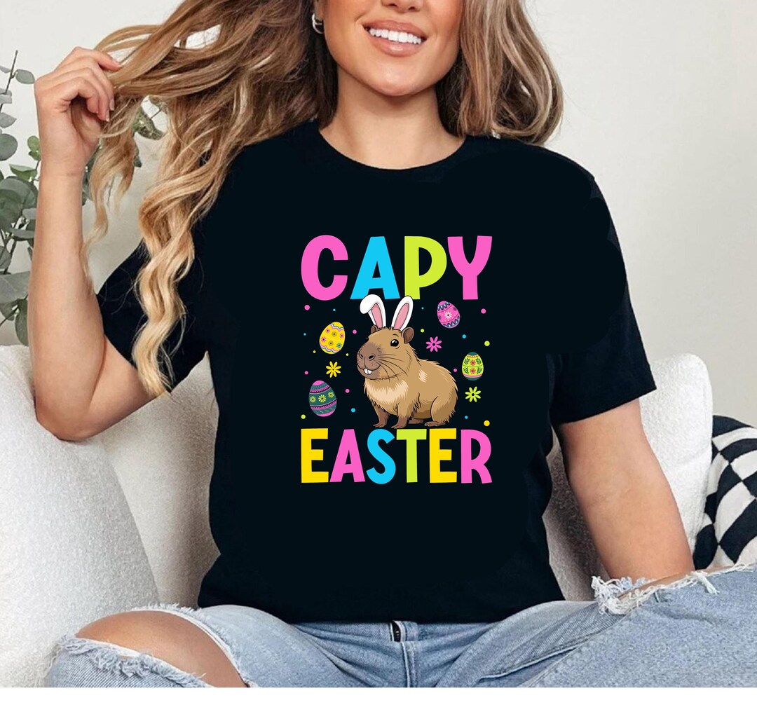 Capybara Easter Shirt - Funny Capybara Easter Gift, Easter Bunny T ...