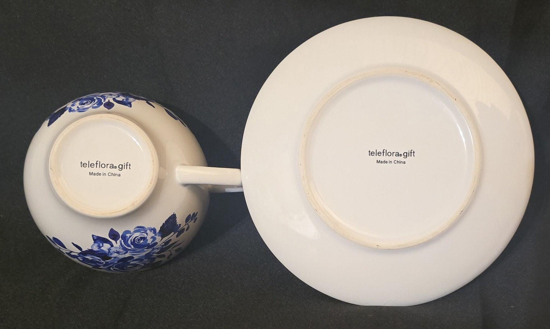 Vivid Blue and White Teleflora Gift Teacup and Saucer - Etsy