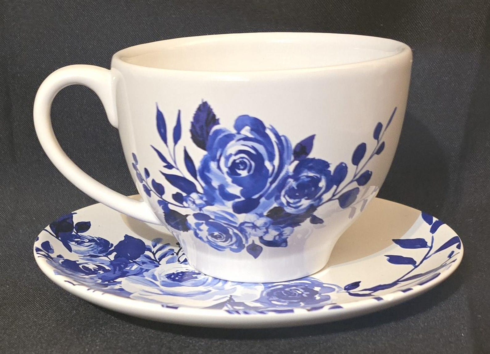 Vivid Blue and White Teleflora Gift Teacup and Saucer - Etsy