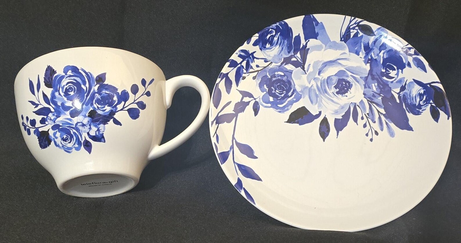 Vivid Blue and White Teleflora Gift Teacup and Saucer - Etsy