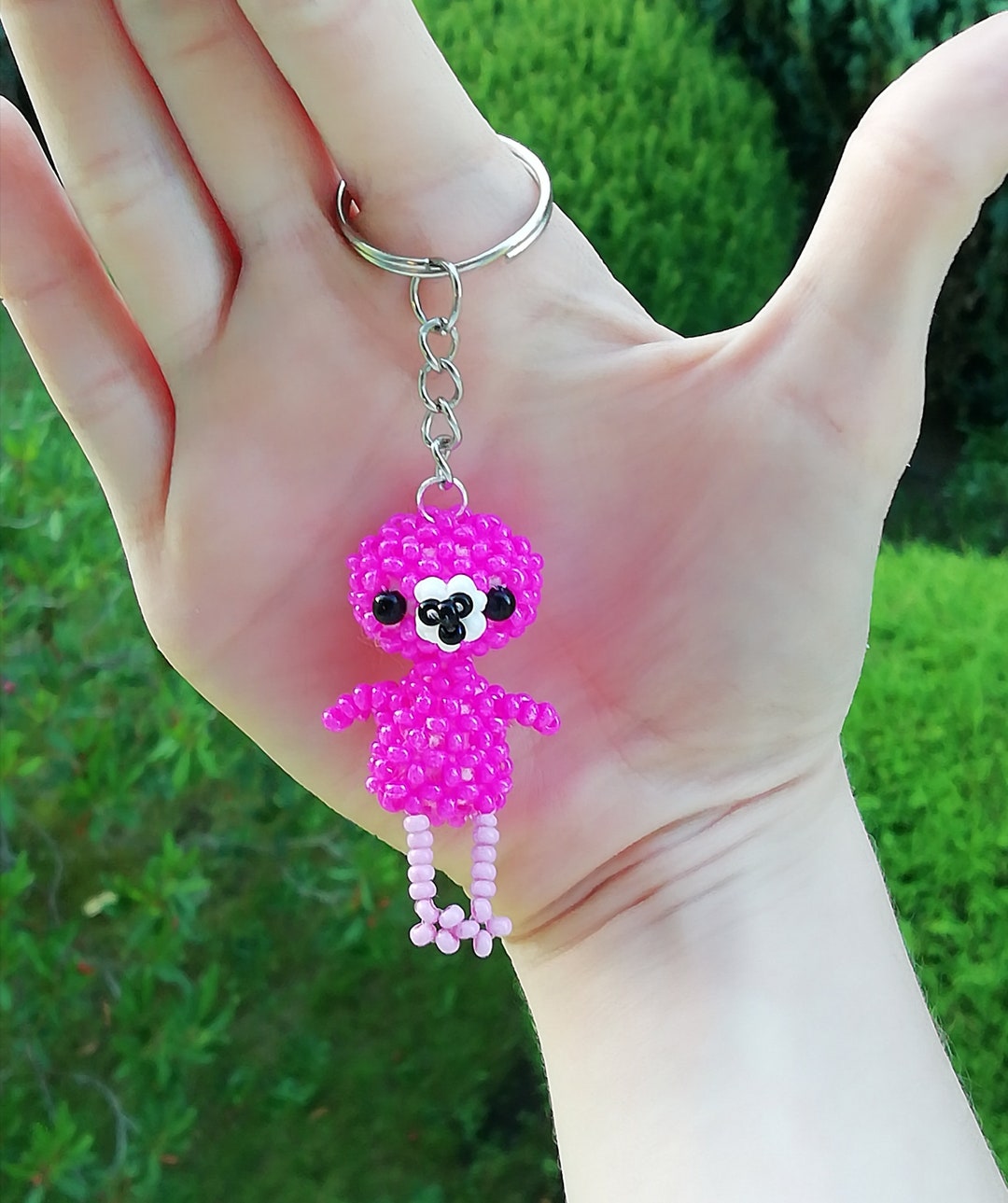 Beaded Flamingo Keychain/beaded Flamingo/beaded Animal/flamingo ...