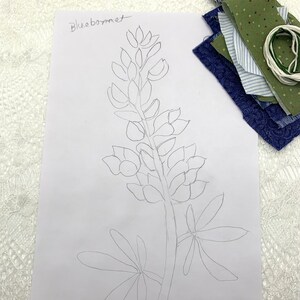 Bluebonnet Slow Stitch Kit, Wildflower Embroidery Kit, Fiber Art Kit - Etsy
