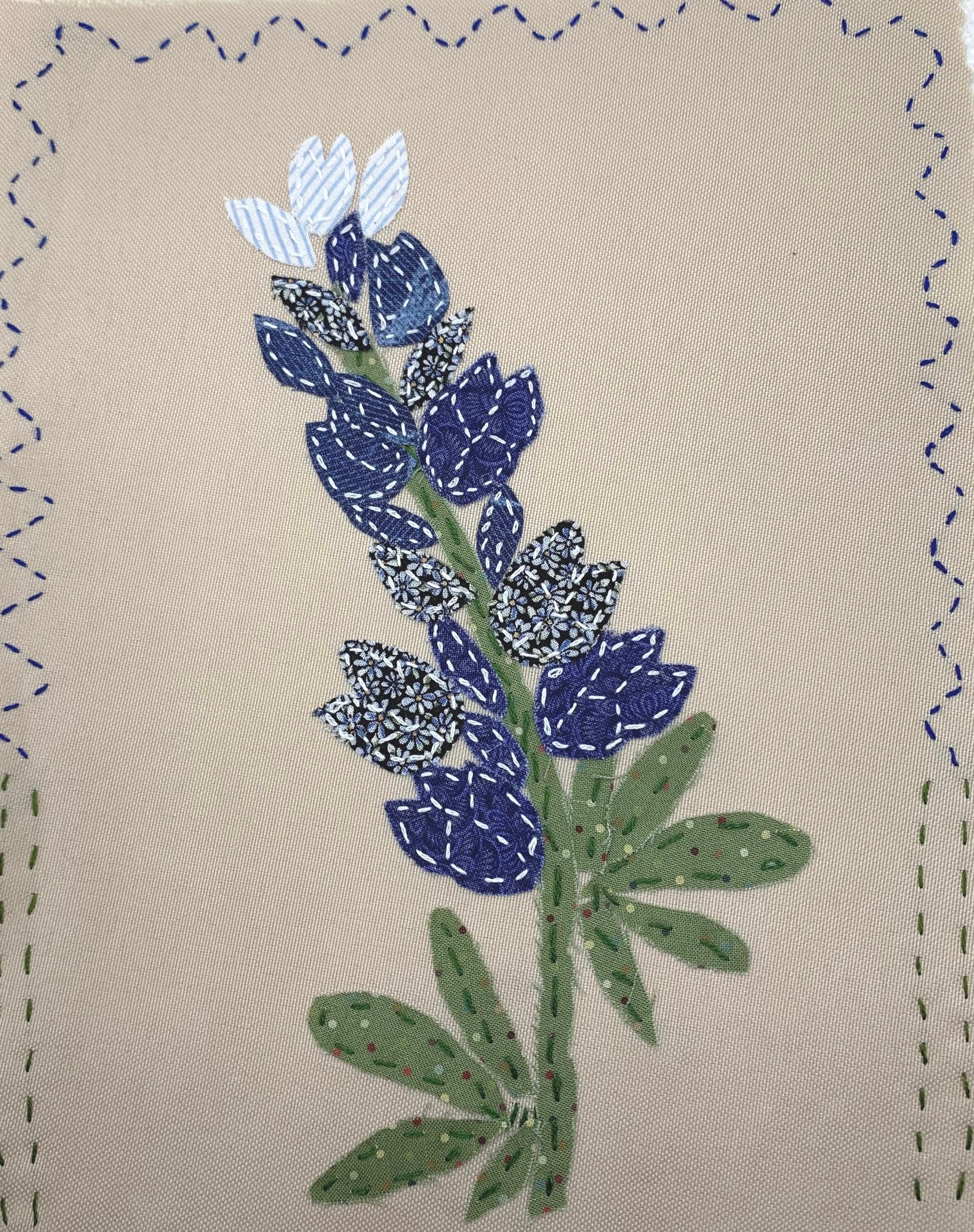 Bluebonnet Slow Stitch Kit, Wildflower Embroidery Kit, Fiber Art Kit - Etsy