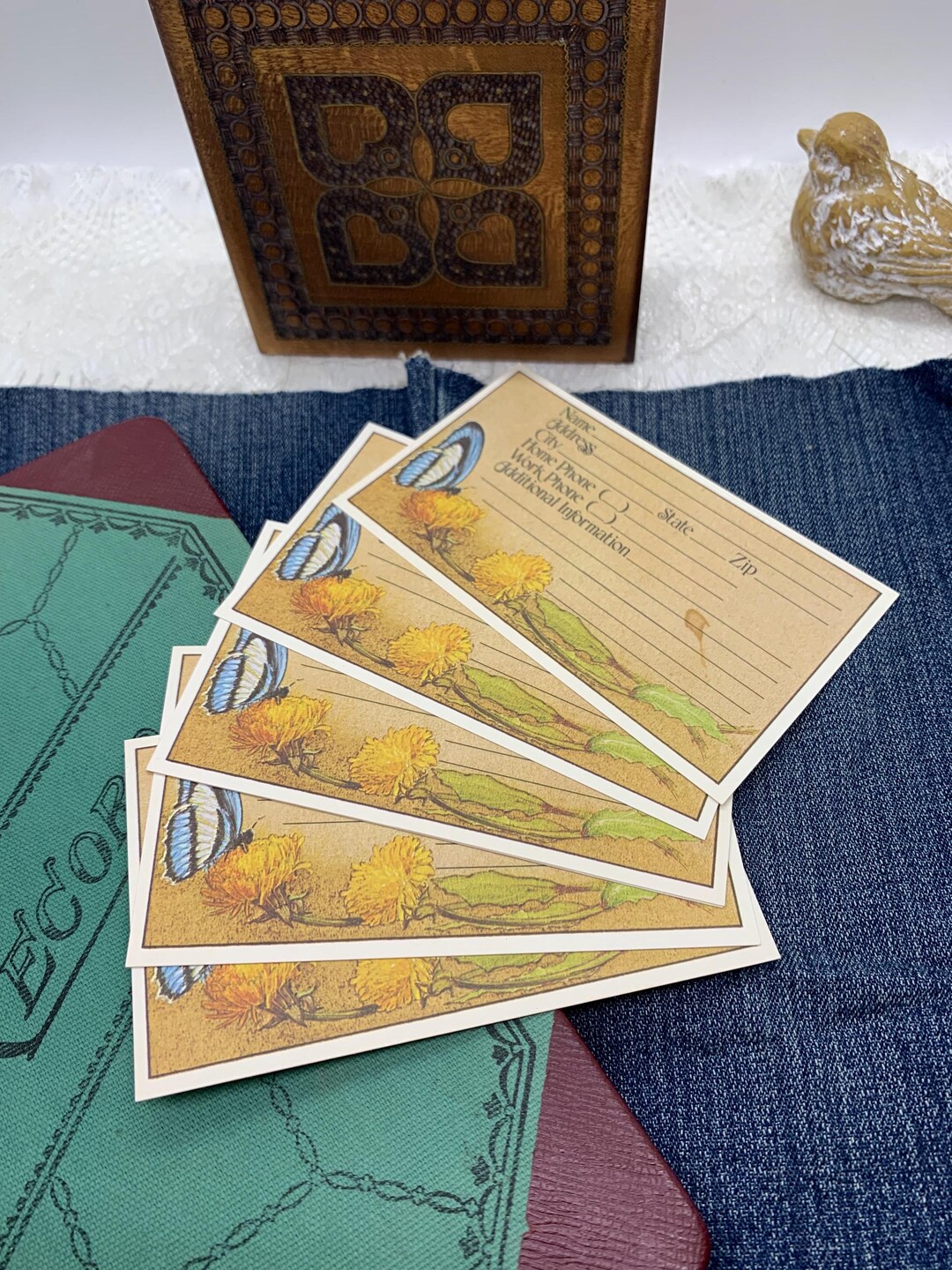 Vintage Address Cards Set of 5, Scrapbook Ephemera, Old School Address ...