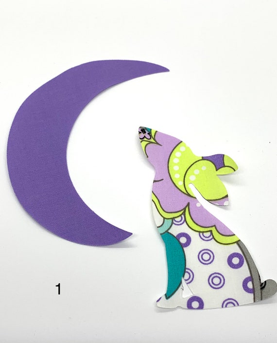 Rabbit and Moon Iron on Applique Set Bunny Die Cut Fabric | Etsy