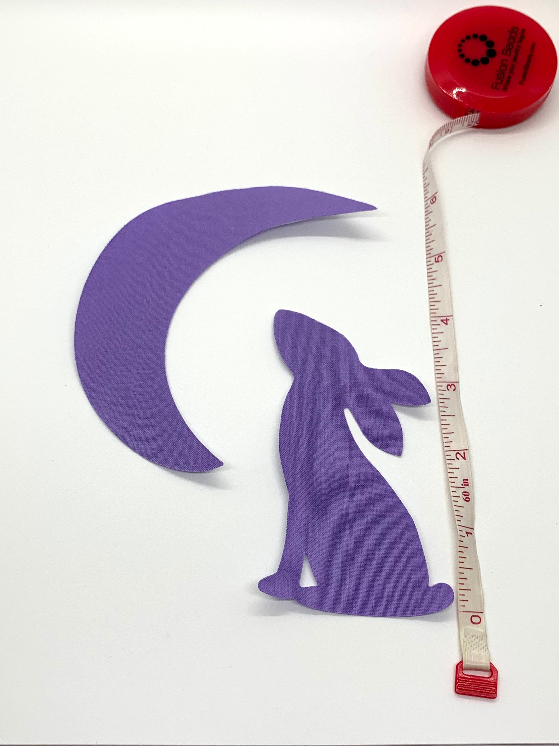 Rabbit and Moon Iron on Applique Set - Bunny Die Cut Fabric Shape With ...