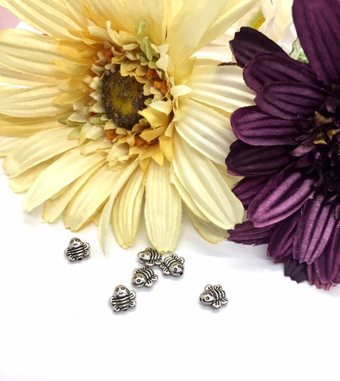 Bee Bead - Pewter Bee Shaped Bead - Happy Bee Bead Set of 5 - Etsy