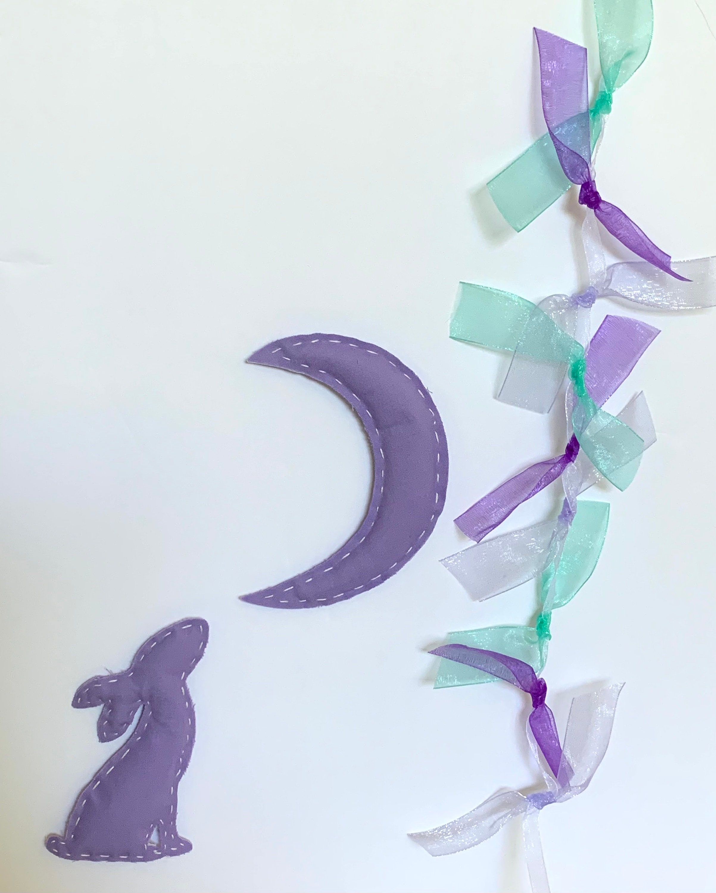 Rabbit and Moon Iron on Applique Set Bunny Die Cut Fabric - Etsy