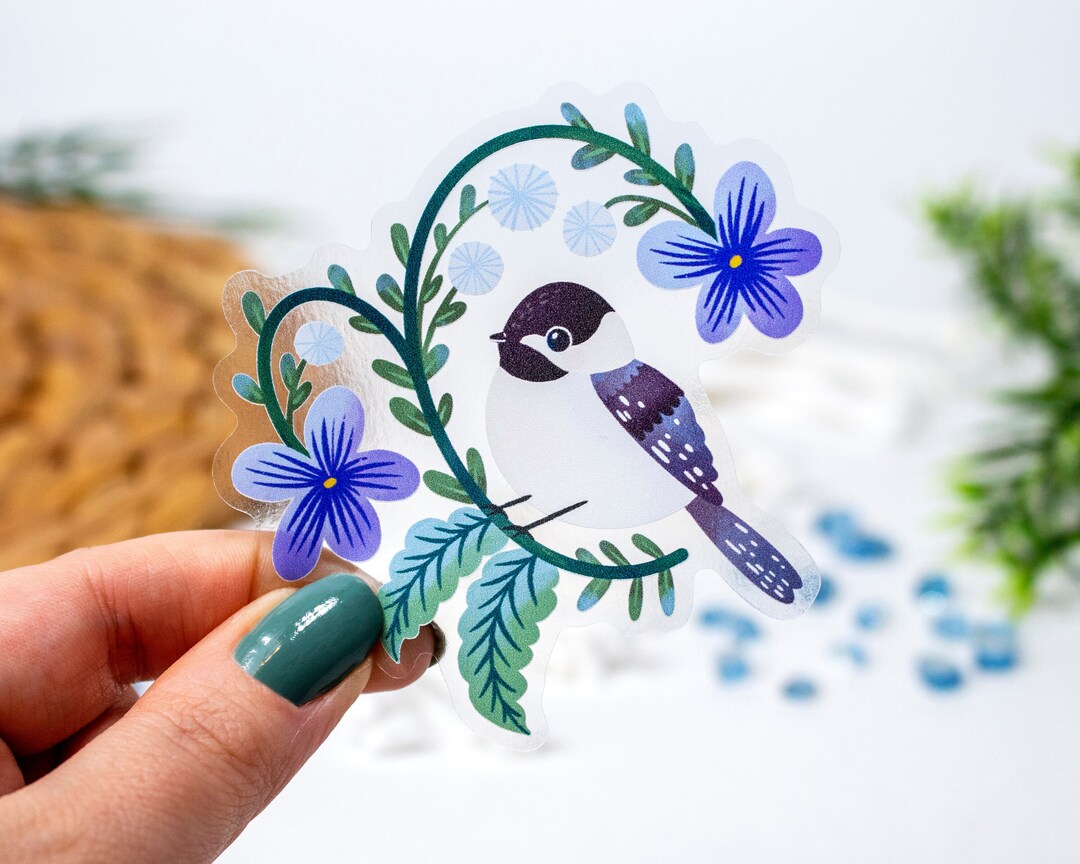 Clear Black-capped Chickadee Sticker 3x2.75 Inch - Etsy